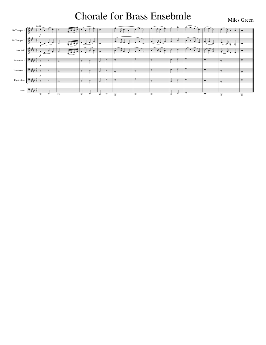 Chorale for Brass Ensemble Sheet music for Trombone, Euphonium, Tuba ...