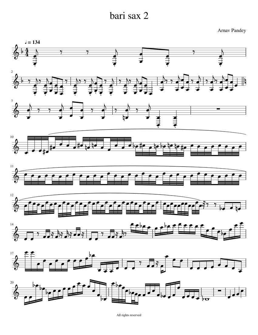 bari sax 2 Sheet music for Saxophone baritone (Solo) | Musescore.com