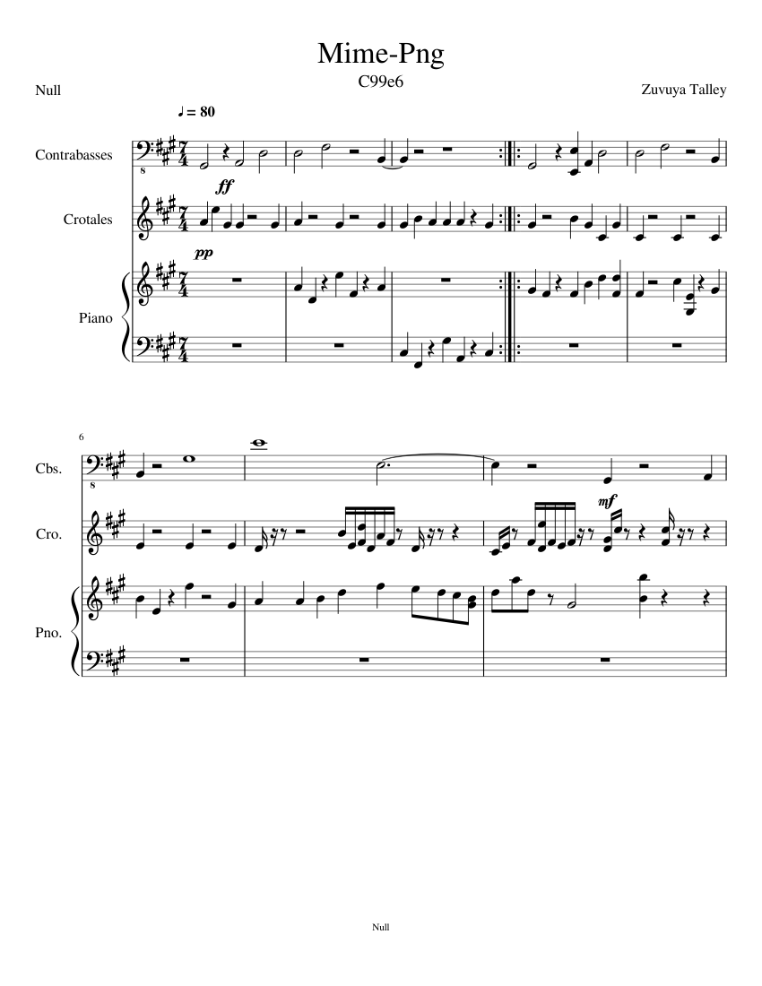 Mime-Png Sheet music for Piano, Strings group, Crotales (Mixed Trio ...