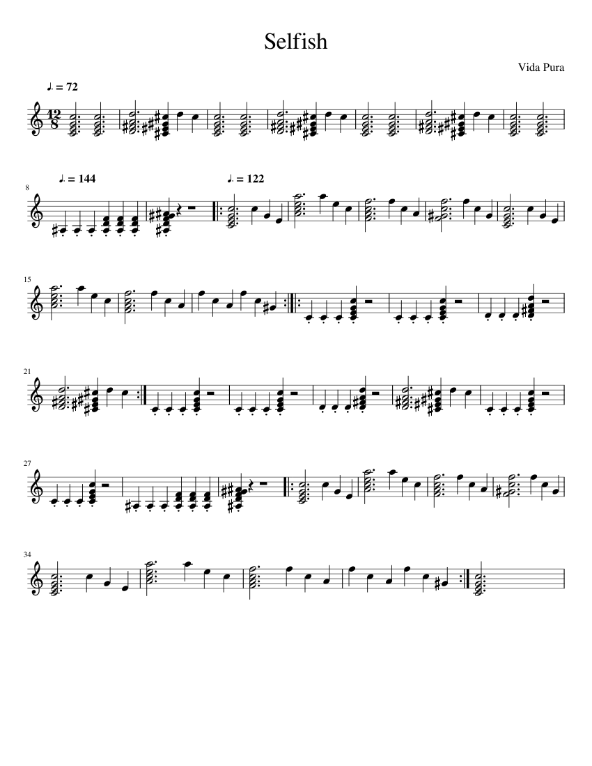 Selfish Sheet music for Piano (Solo) | Musescore.com