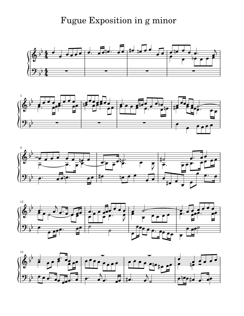 Fugue exposition in g Sheet Music for Harpsichord (Solo) | MuseScore.com