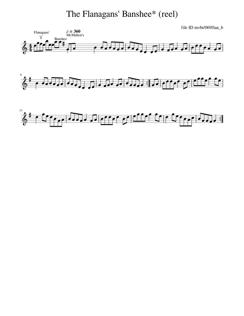 The Flanagans' Banshee* (reel) Sheet music for Piano (Solo) Easy ...