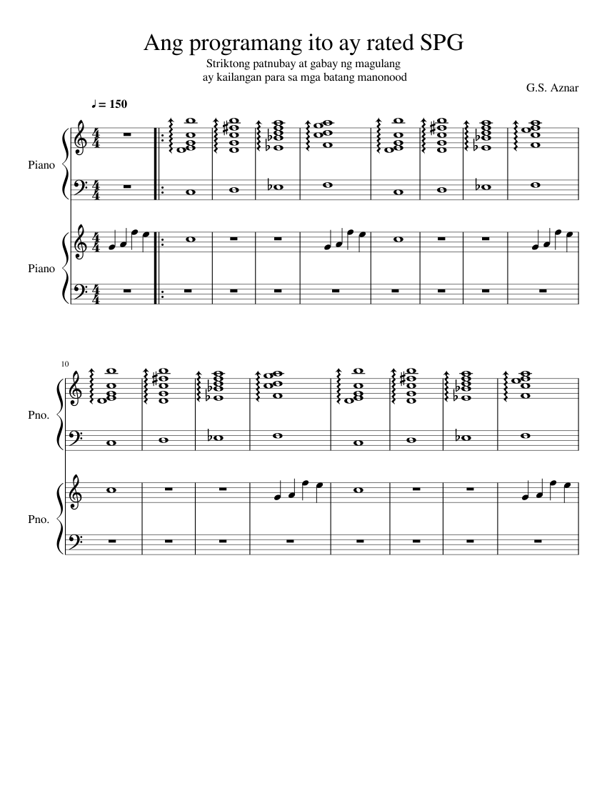 ang programang ito ay rated SPG Sheet Music for Piano (Piano Duo ...