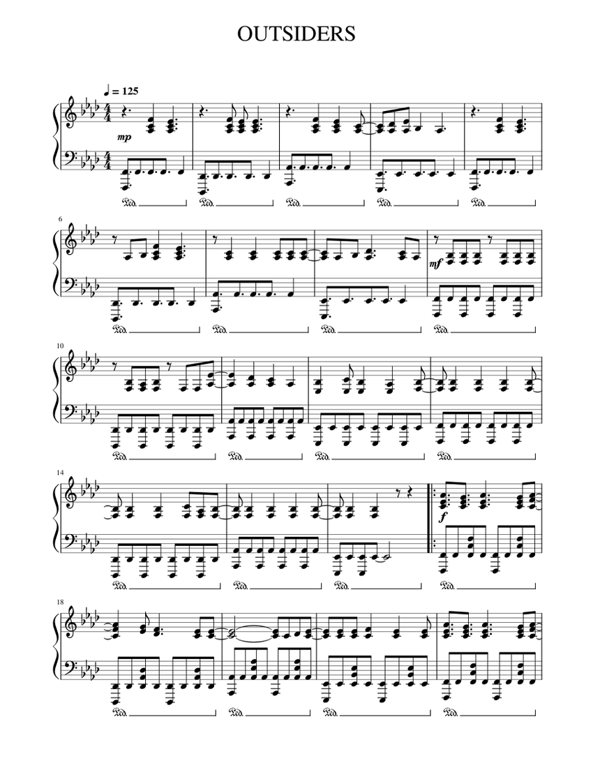 OUTSIDERS Sheet Music for Piano (Solo) | MuseScore.com