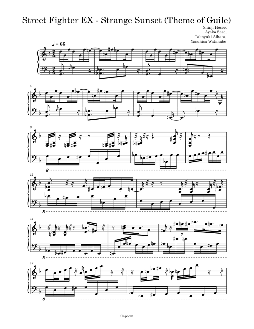 Street Fighter EX - Strange Sunset (Theme of Guile) Sheet Music for ...