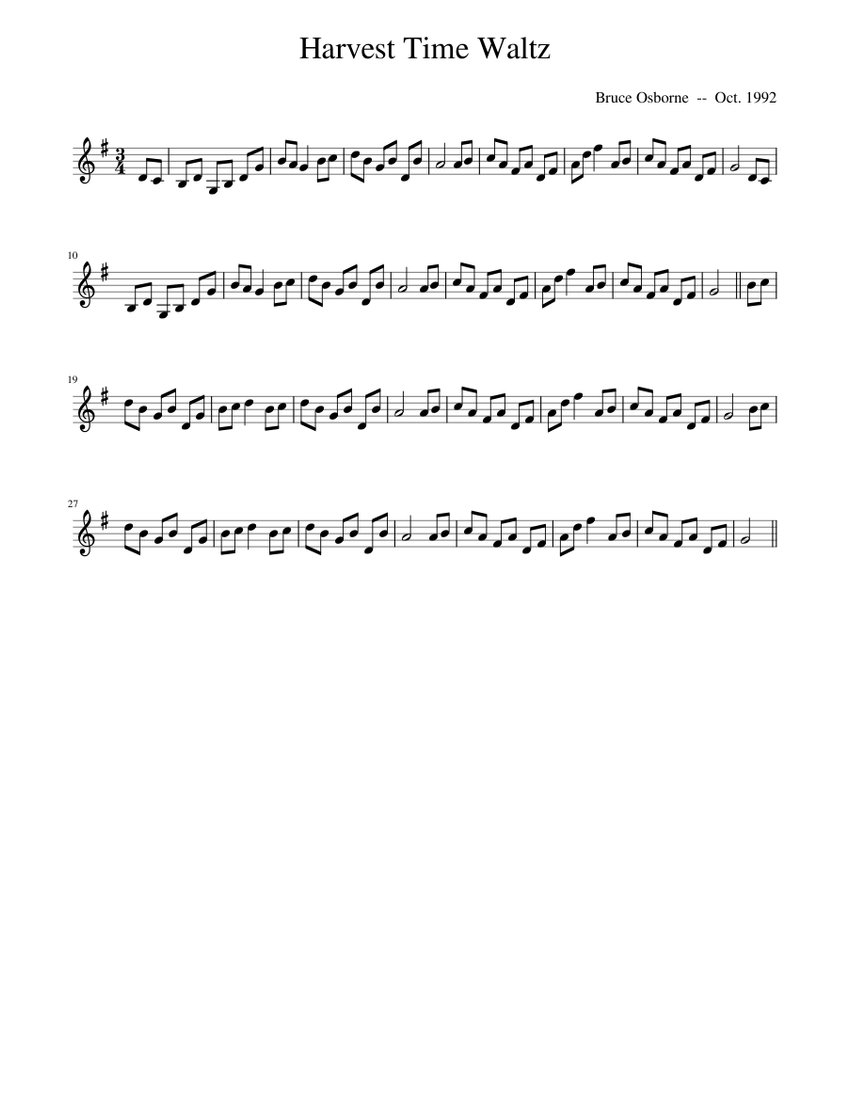 Harvest Time Waltz Sheet Music for Piano (Solo) Easy | MuseScore.com