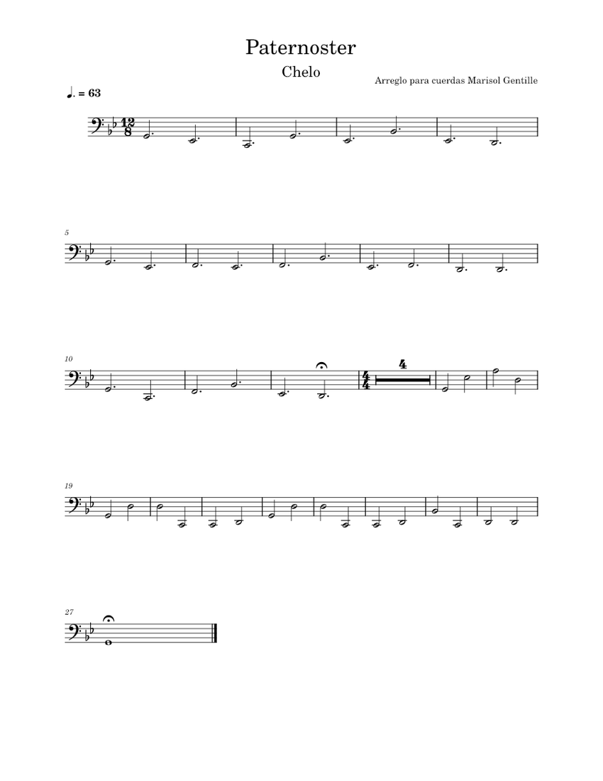 Paternoster chelo Sheet music for Piano (String Ensemble) Easy ...