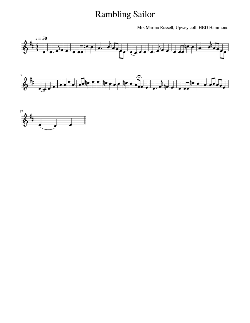 Rambling Sailor Sheet music for Piano (Solo) | Musescore.com
