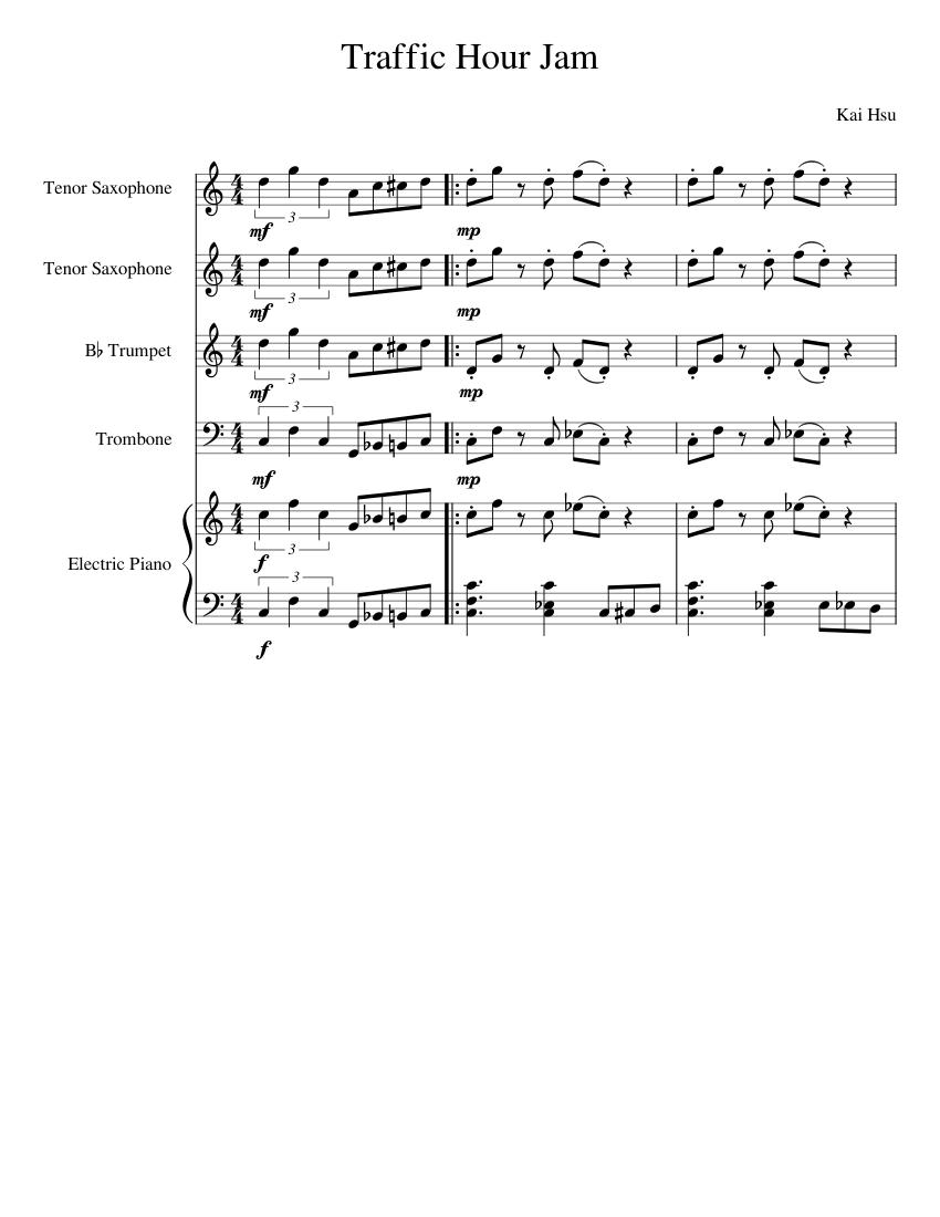 Traffic Hour Jam Sheet music for Piano, Trombone, Saxophone tenor ...