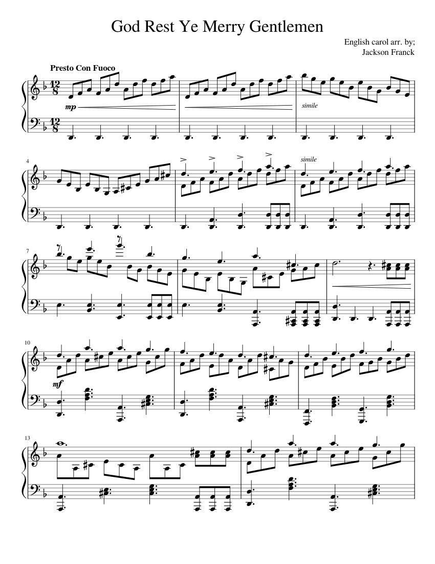 God Rest Ye Merry Gentlemen Sheet music for Piano (Solo) | Musescore.com