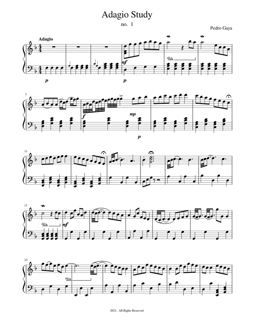 Adagio Study no.1 Sheet music for Piano (Solo) | Musescore.com