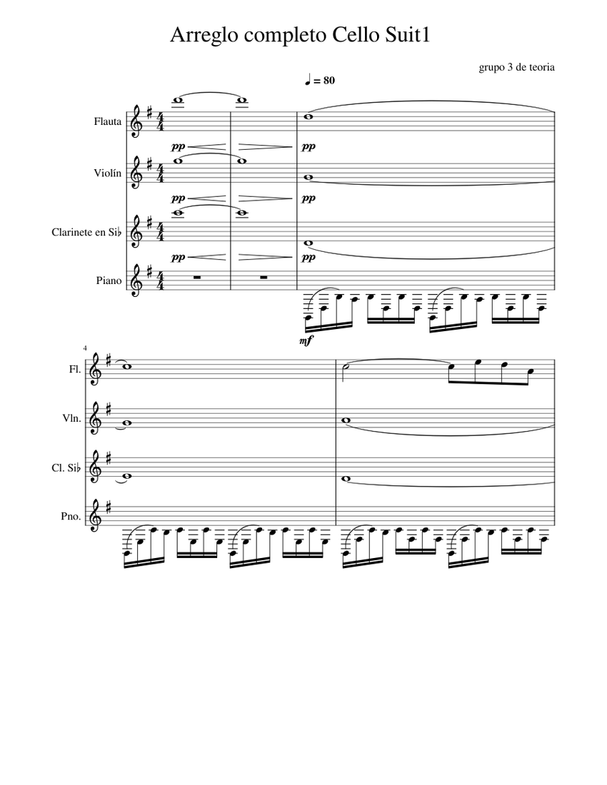 Cello suit 1 bach – Johann Sebastian Bach cello suit cuarteto arreglo ...