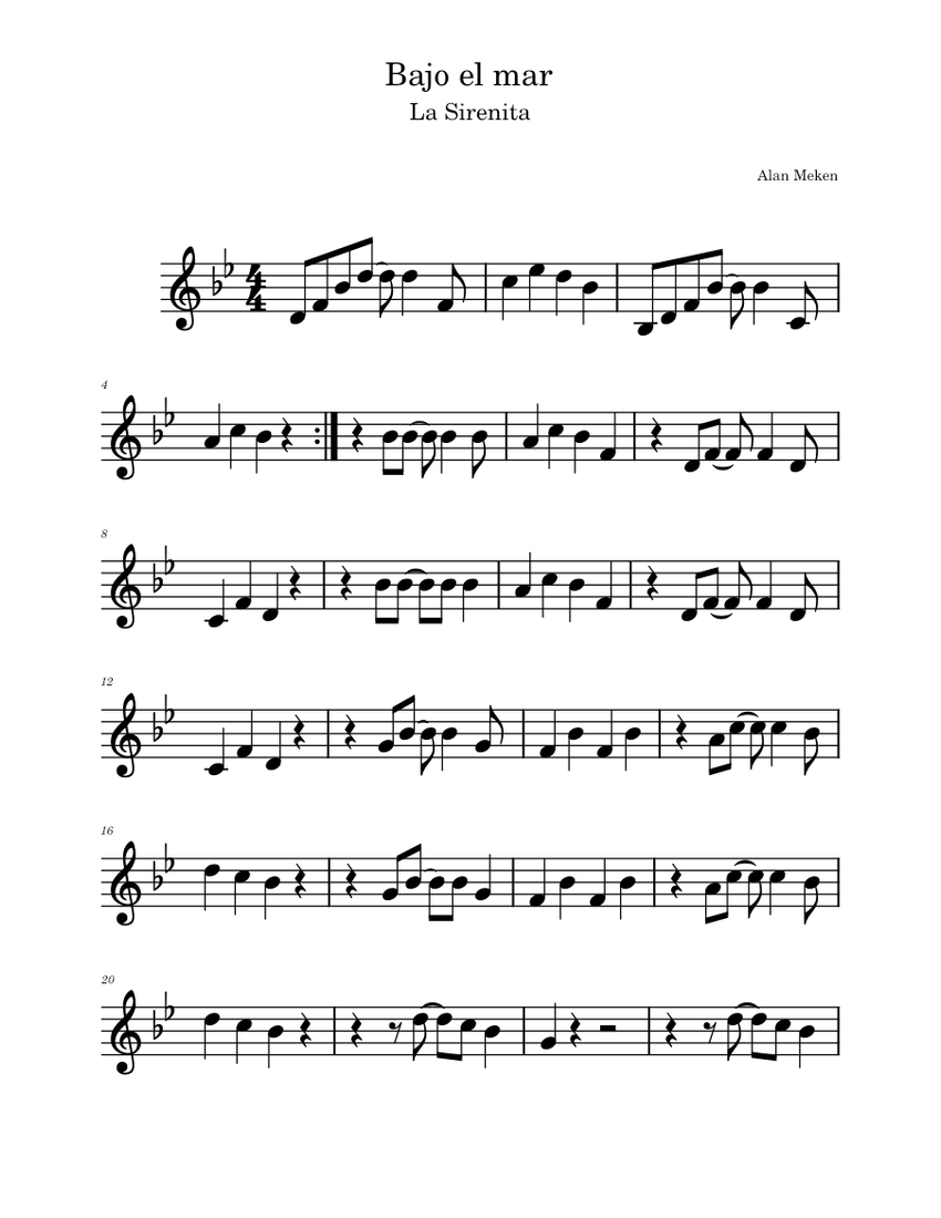 Bajo el mar Sheet Music for Piano (Solo) easy | MuseScore.com