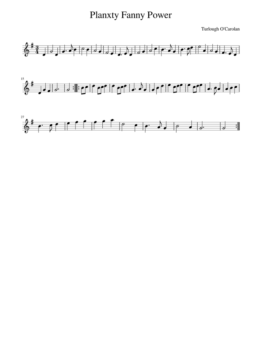 Planxty Fanny Power Sheet music for Piano (Solo) | Musescore.com