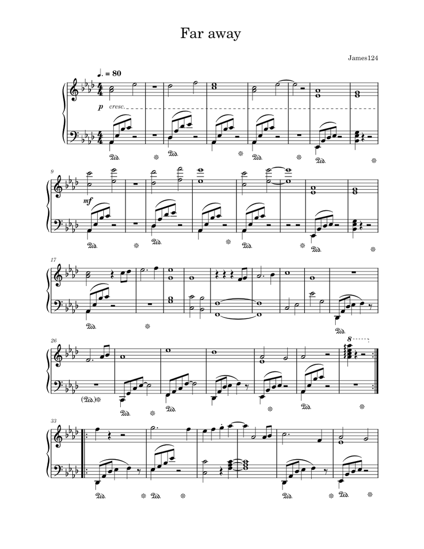 Far away Sheet music for Piano (Solo) Easy | Musescore.com