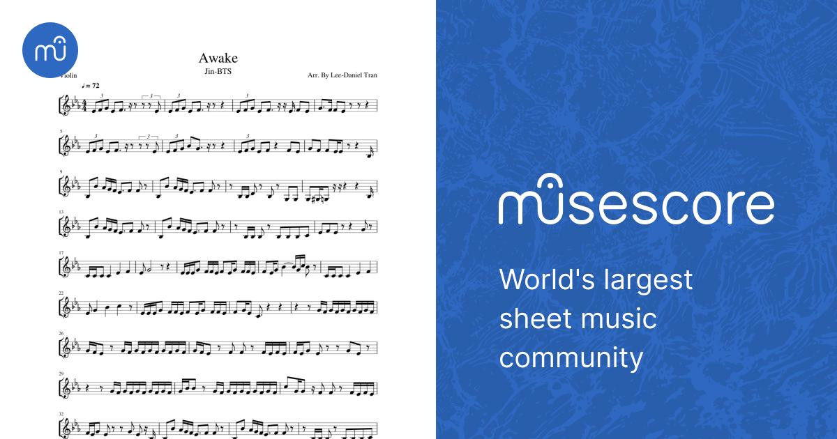 Awake - Jin BTS | Violin Solo Sheet Music for Violin (Solo) | MuseScore.com