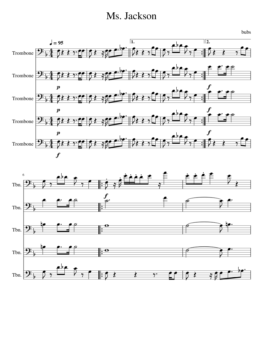 Ms jackson - OutKast Sheet Music for Trombone (Mixed Quintet ...