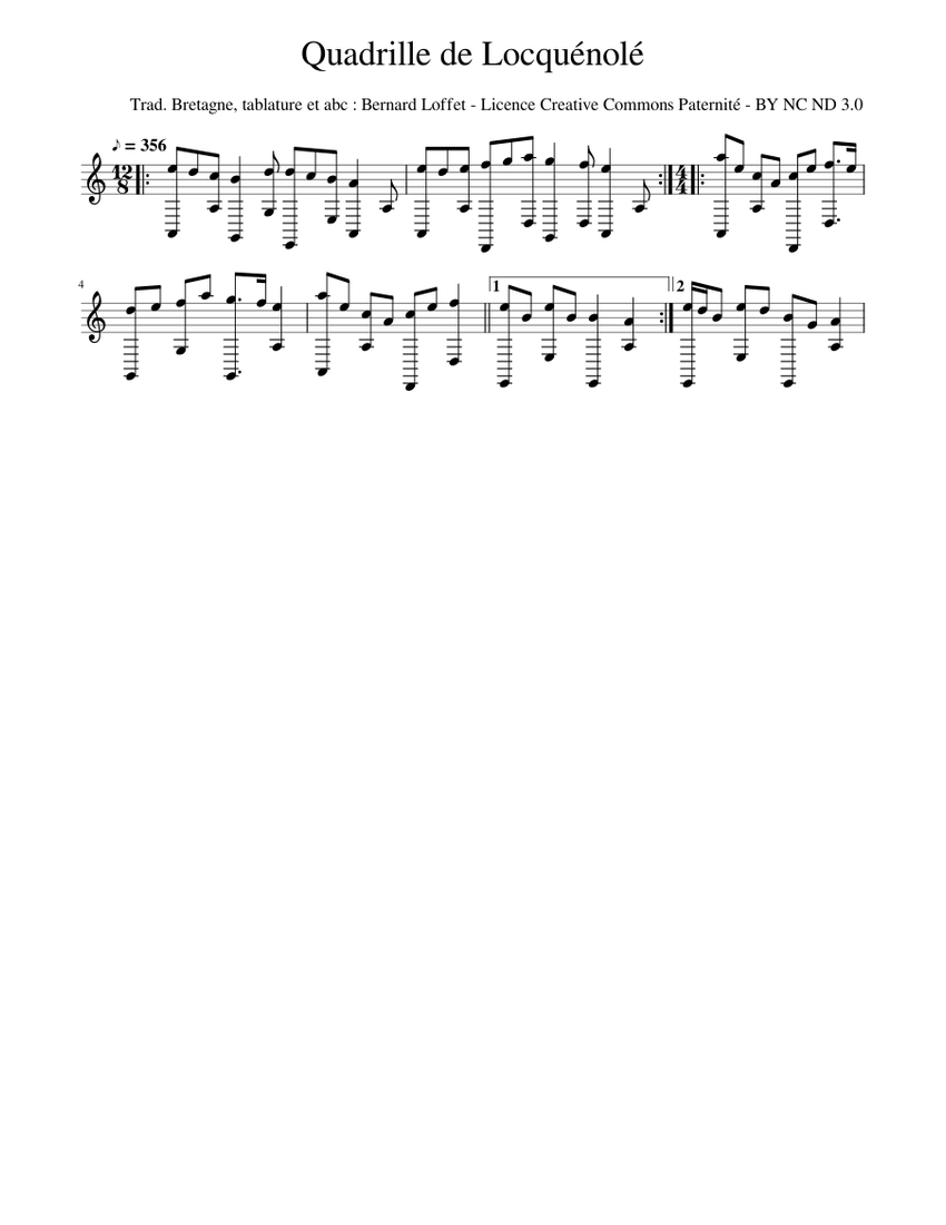 Traditional music - Quadrille de Locquénolé Sheet music for Piano (Solo ...