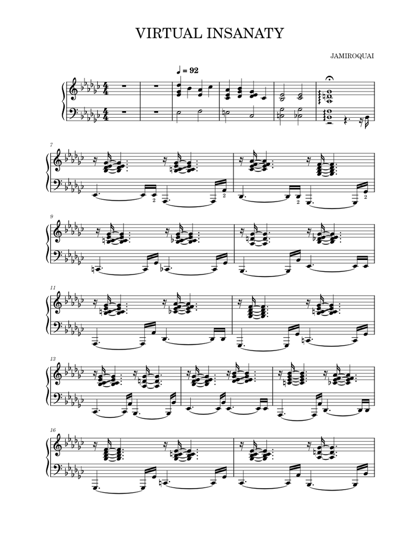 Virtual insanity – Jamiroquai VIRTUAL_INSANATY version 2 Sheet Music ...
