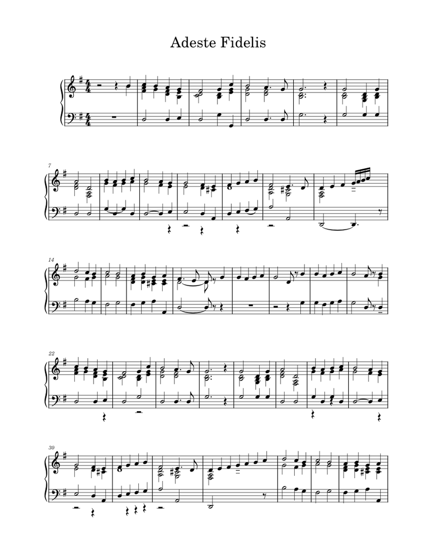 Adeste fidelis – John Francis Wade adeste fidelis Sheet music for Piano (Solo) | Musescore.com