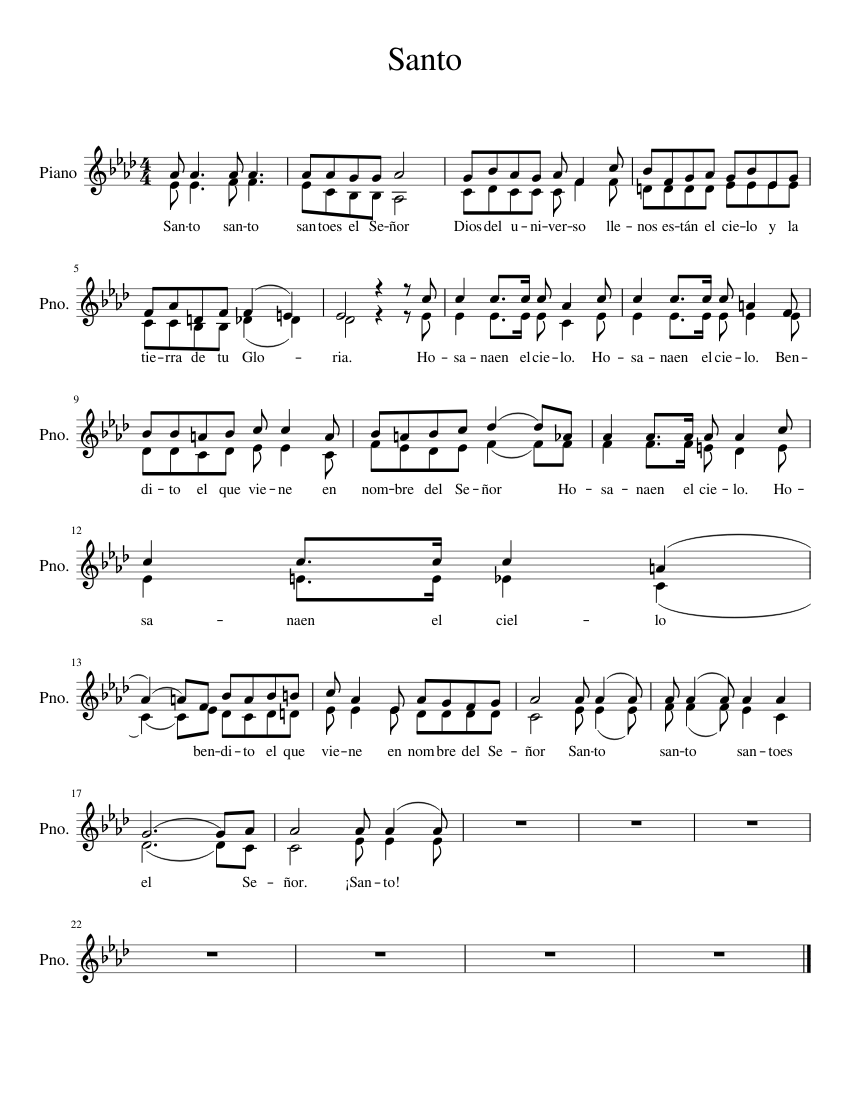 Santo Sheet music for Piano (Piano Duo) | Musescore.com