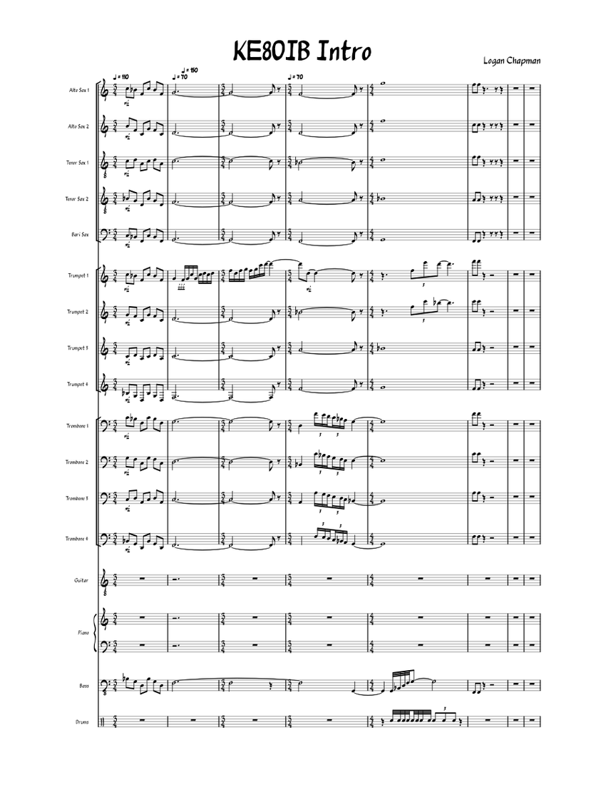 Jazzy 5 bar intro Sheet music for Piano, Trombone, Saxophone alto ...