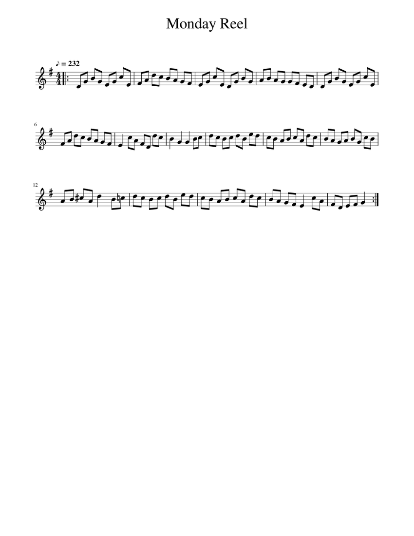 Monday Reel Sheet music for Piano (Solo) Easy | Musescore.com