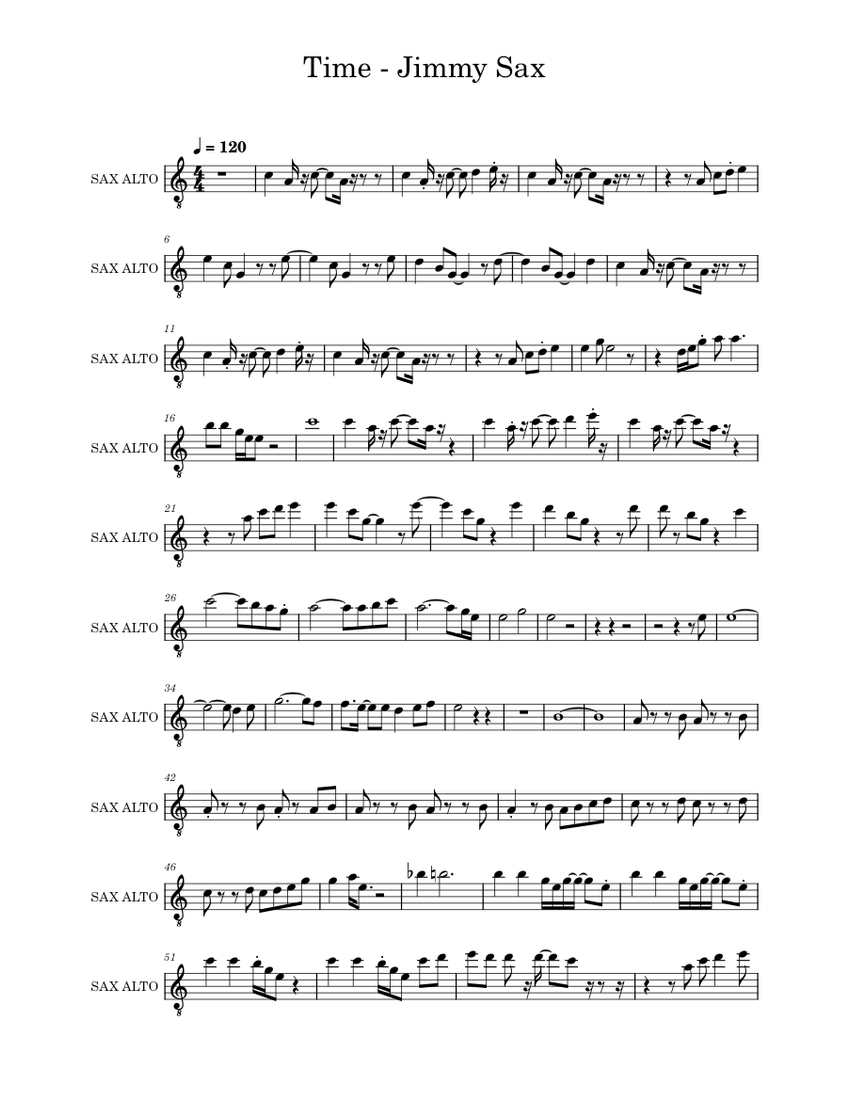 Time-Jimmy-Sax Sax Alto Sheet Music for Guitar (Solo) | MuseScore.com