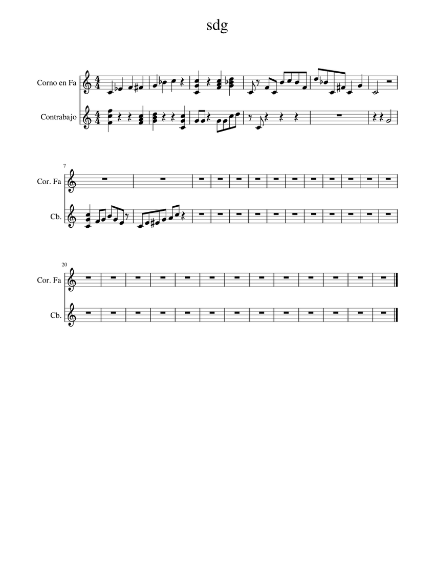 Pitwo Sheet music for French horn, Contrabass (Mixed Duet) | Musescore.com