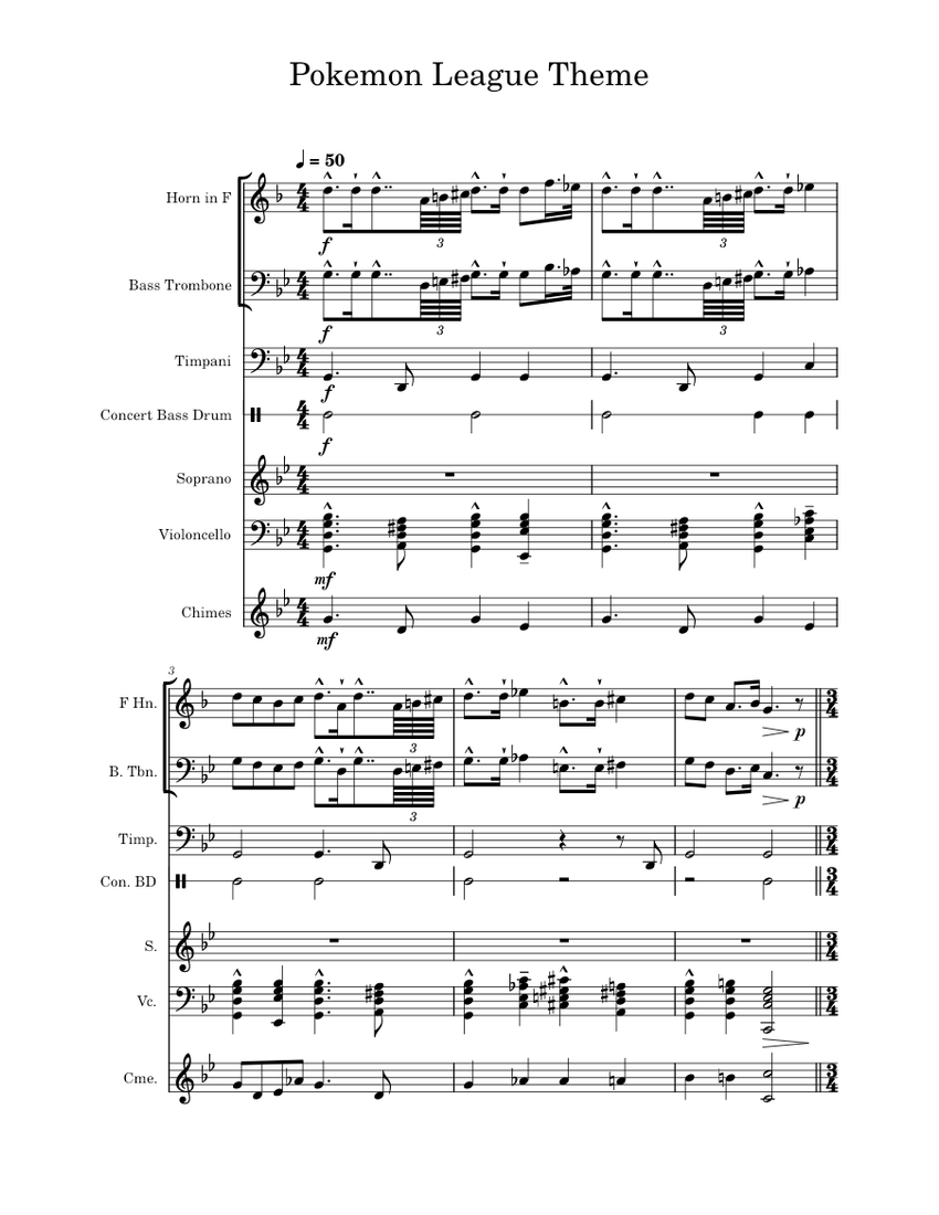 "German" Pokemon League Theme Sheet music for Soprano, Trombone bass ...