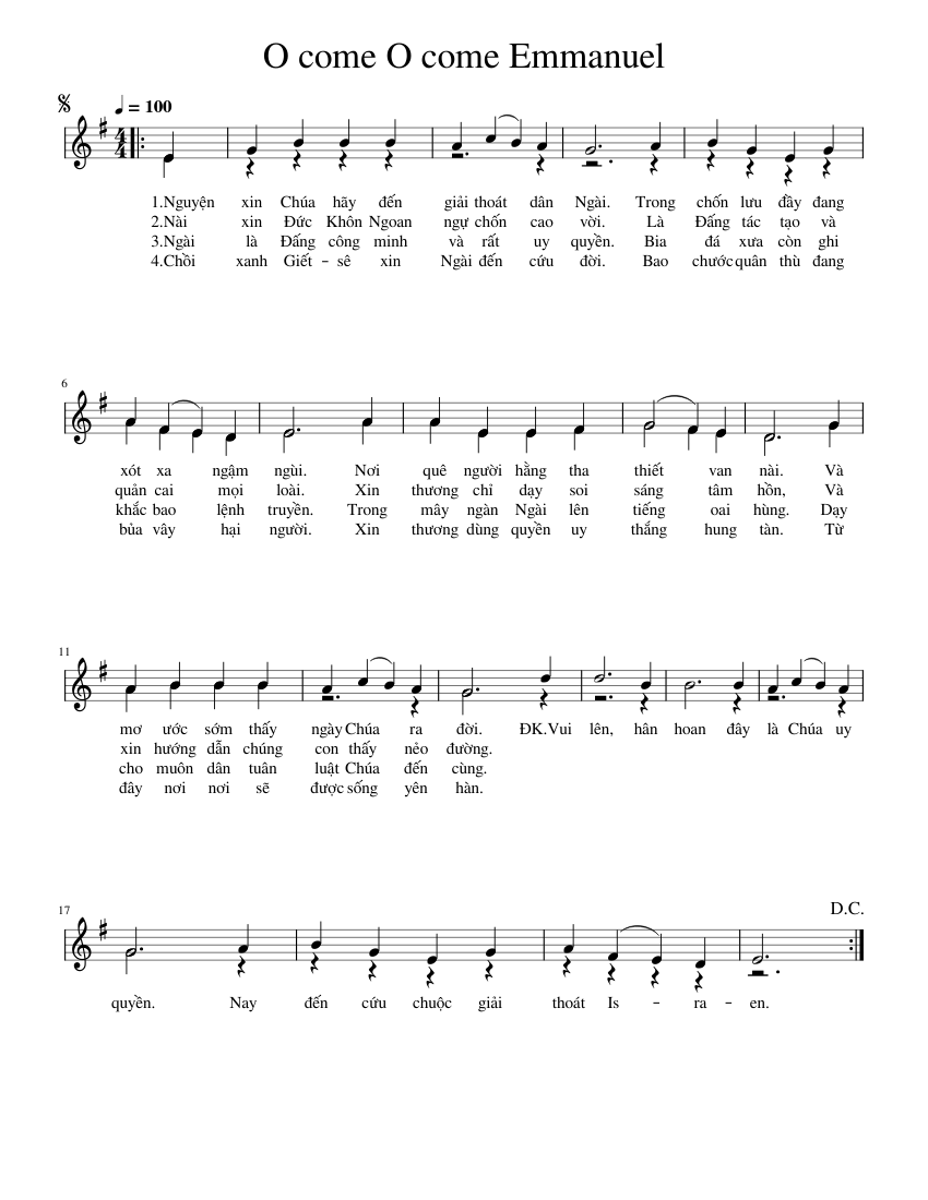 O come o come Emmanuel - Be 1 Sheet music for Piano (Solo) | Musescore.com