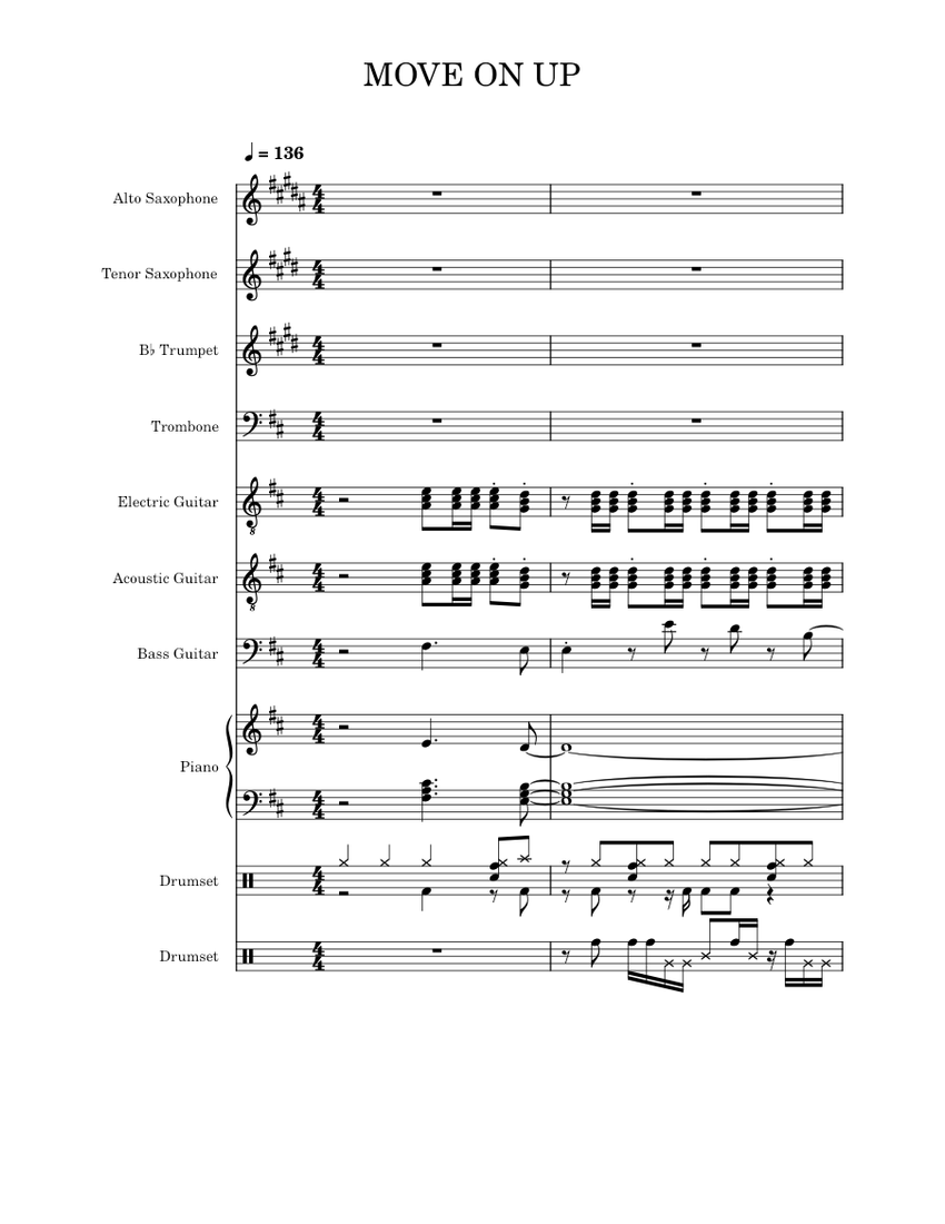 Move on up – Curtis Mayfield Sheet Music for Piano, Trombone, Saxophone ...