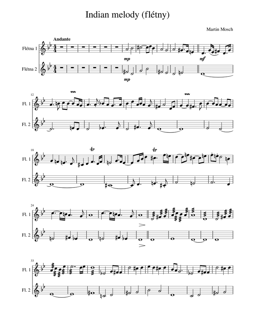 Indian melody flétny Sheet Music for Flute (Woodwind Duet) | MuseScore.com