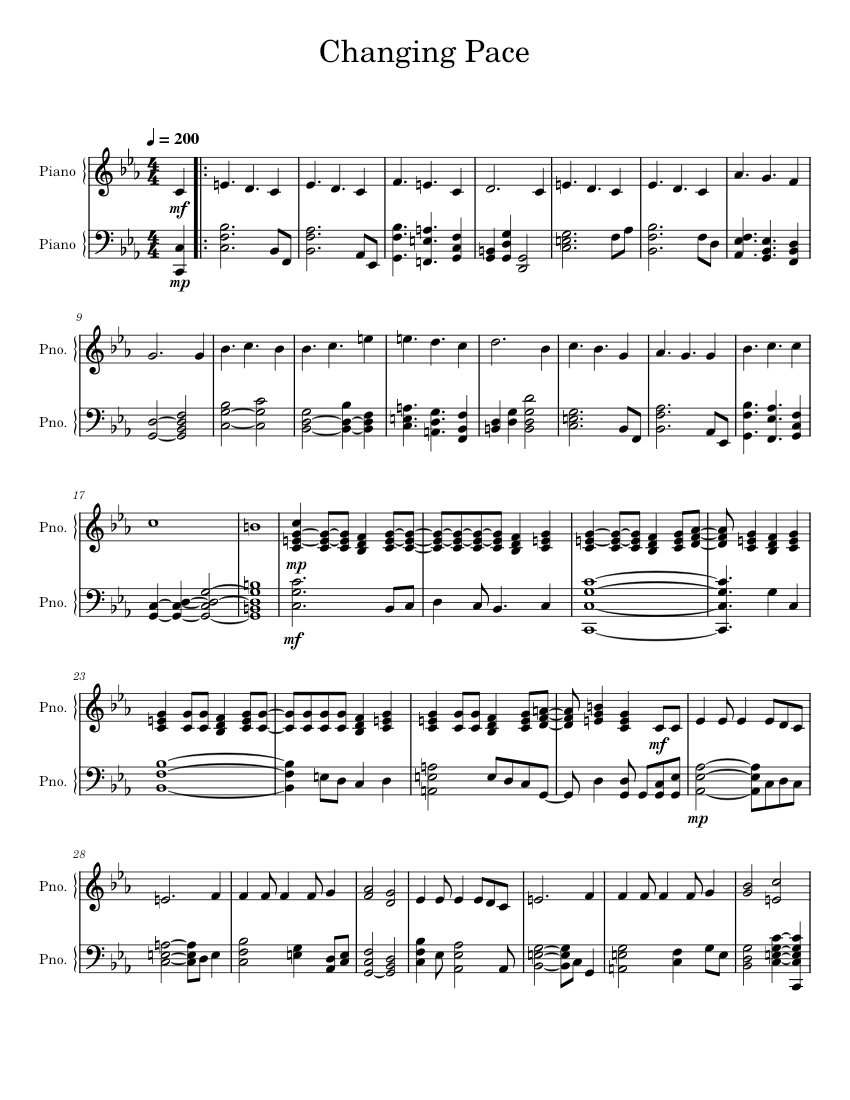 Changing Pace Sheet music for Piano (Solo) | Musescore.com