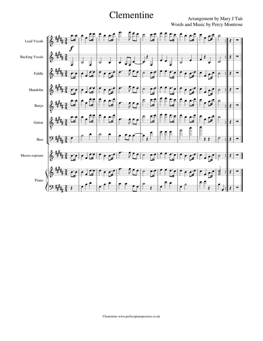 Clementine Sheet Music for Piano, Vocals, Mezzo soprano, Violin & more ...