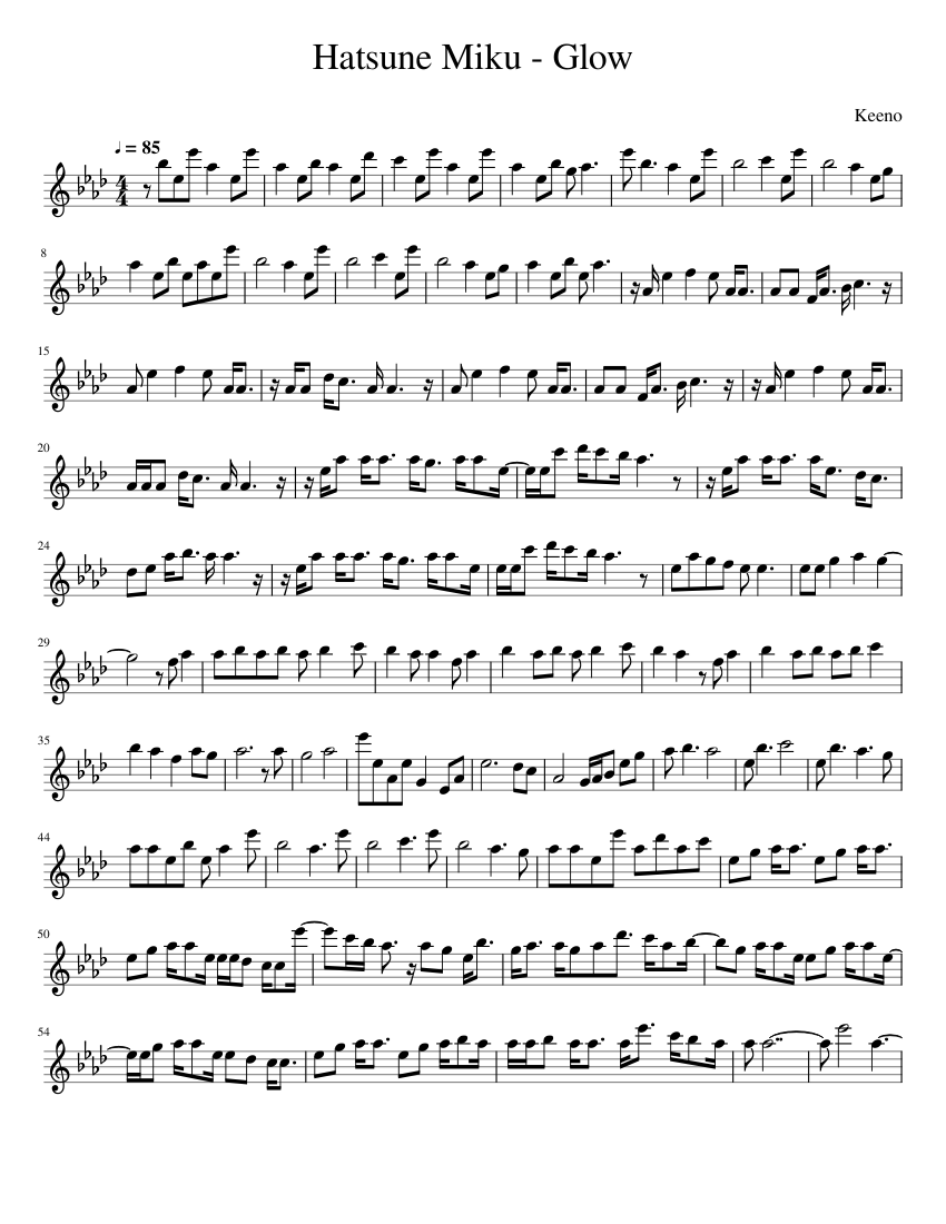 Hatsune Miku - Glow Sheet Music for Flute (Solo) | MuseScore.com