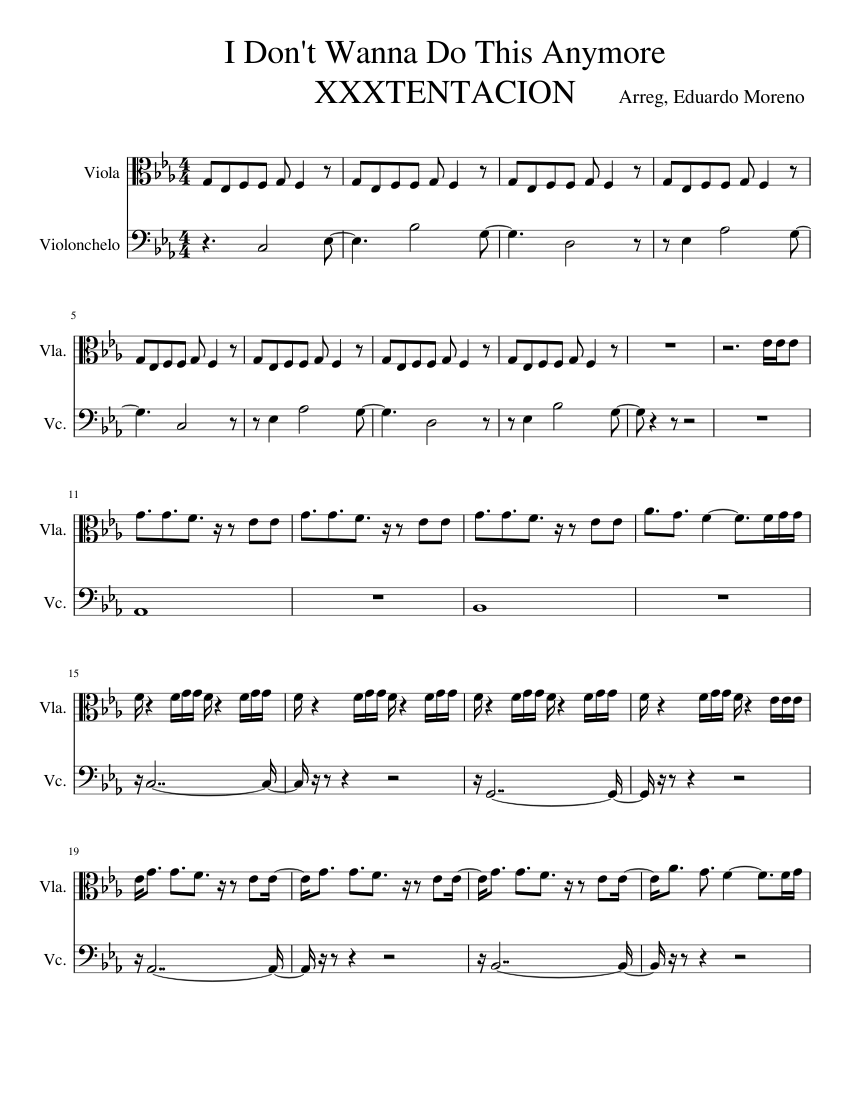 I Don T Wanna Do This Anymore Xxxtentacion Viola Sheet Music For