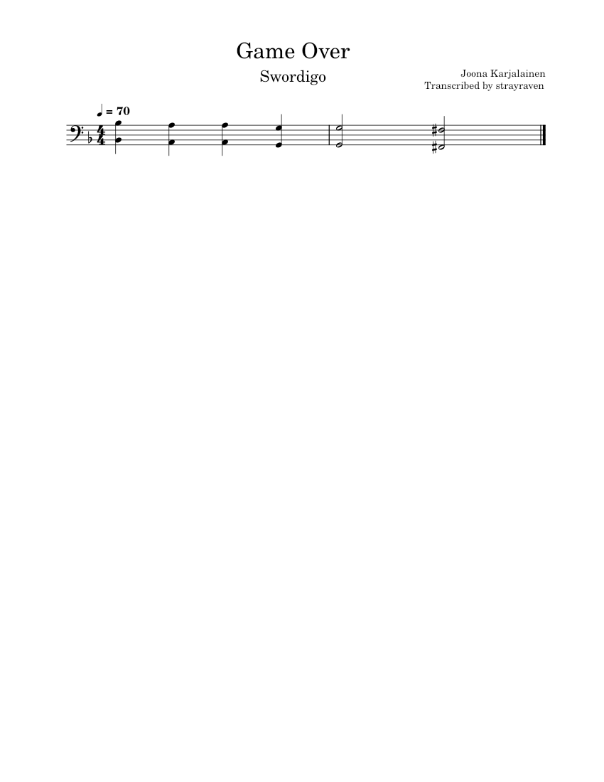 Game Over – J. Karjalainen Swordigo Sheet Music for Trombone (Solo ...