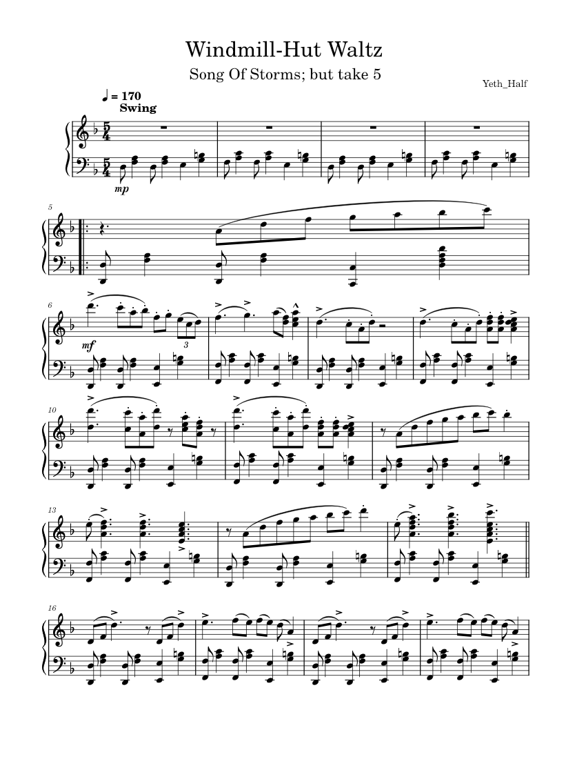 Windmill-Hut Waltz Sheet Music for Piano (Solo) | MuseScore.com