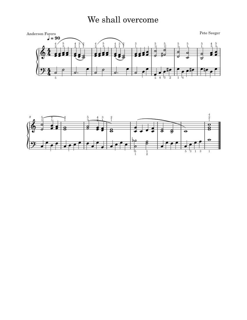 We shall overcome – Pete Seeger Sheet music for Piano (Solo ...