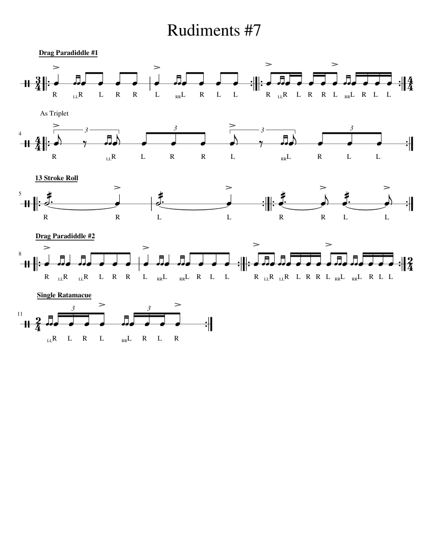 Rudiments #7 Sheet music for Snare drum (Solo) | Musescore.com