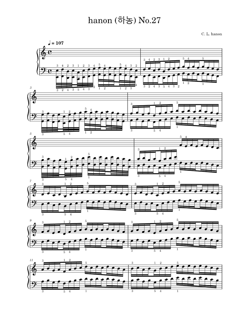hanon 하농 No.27 Sheet music for Piano (Solo) | Musescore.com