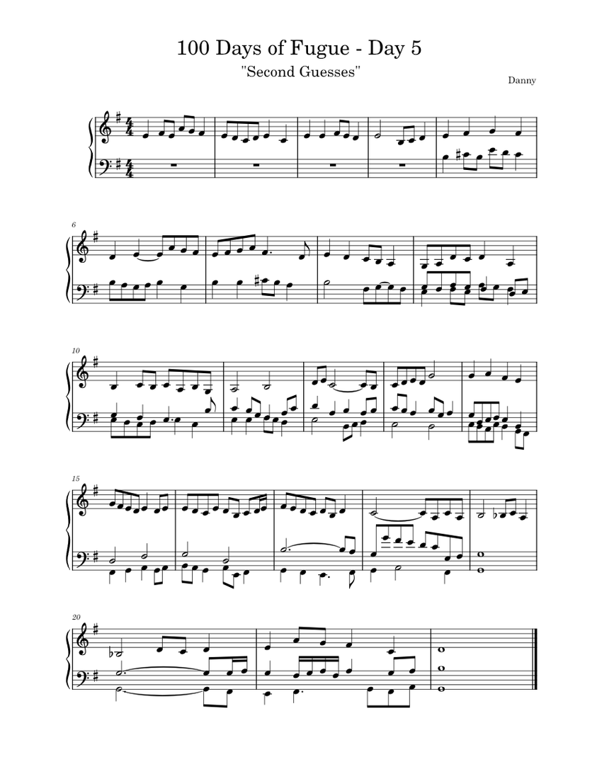 100 Days of Fugue: Day 5 - "Second Guesses" - piano tutorial