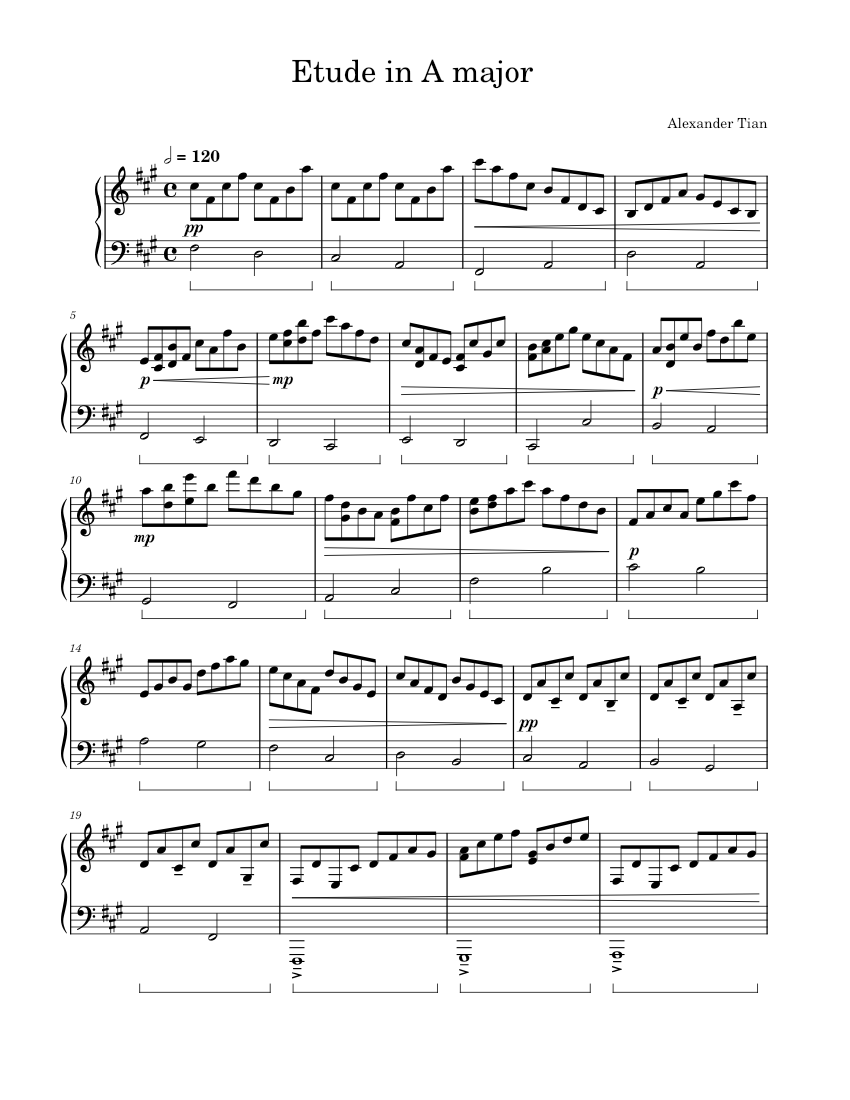 Etude in A major Sheet Music for Piano (Solo) | MuseScore.com