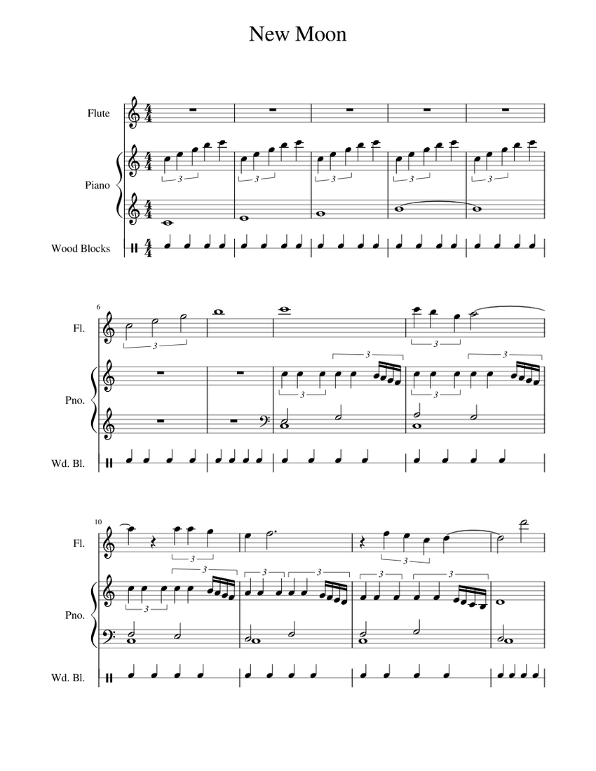New Moon Metronome Sheet music for Piano, Flute, Woodblock (Solo ...