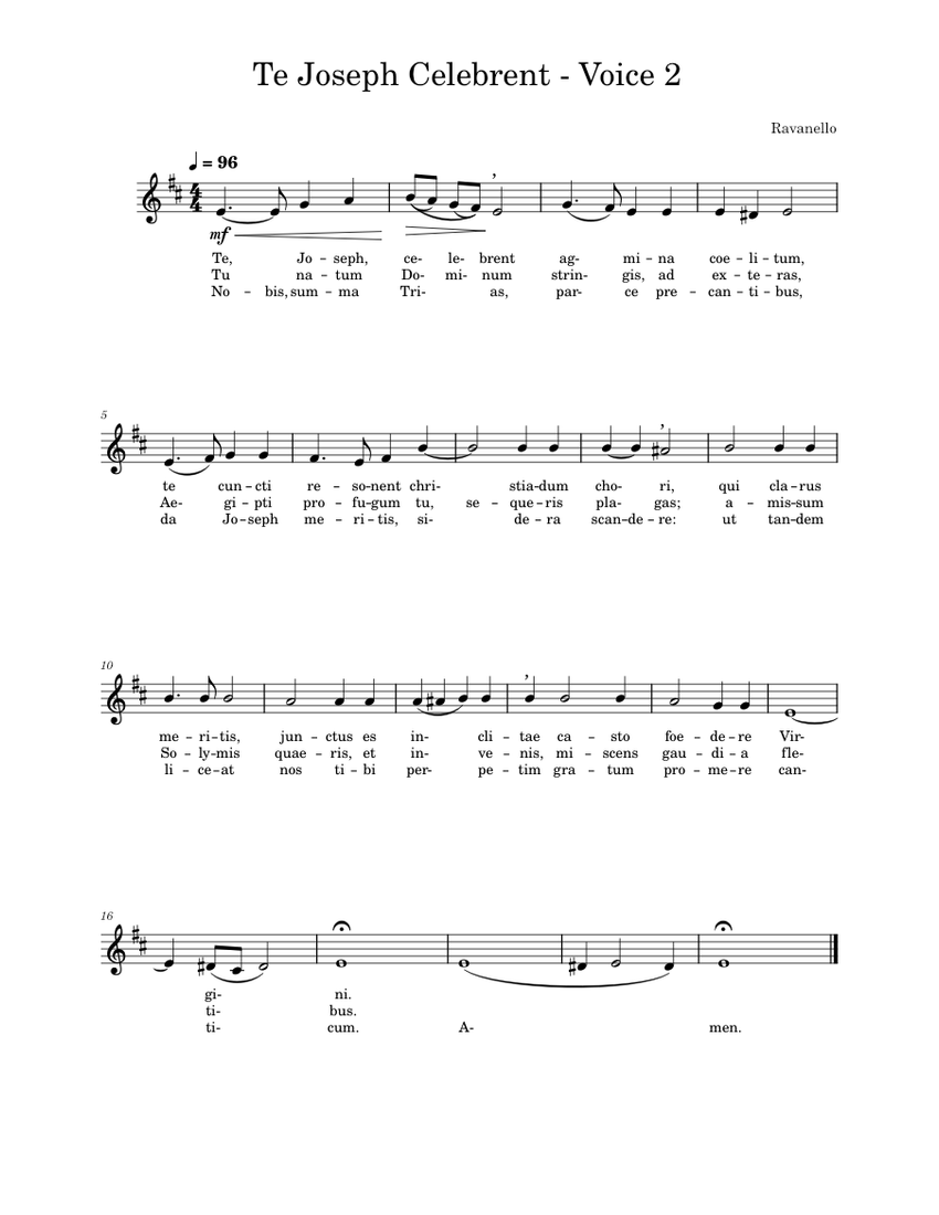 Te Joseph Celebrent – Oreste Ravanello Sheet Music for Female (Choral ...