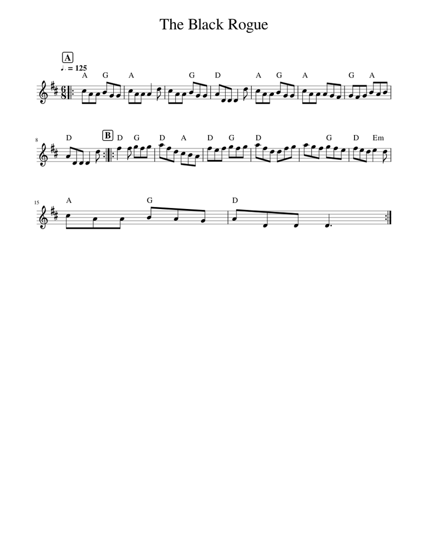 The Black Rogue Sheet Music with Chords for Piano (Solo) easy ...