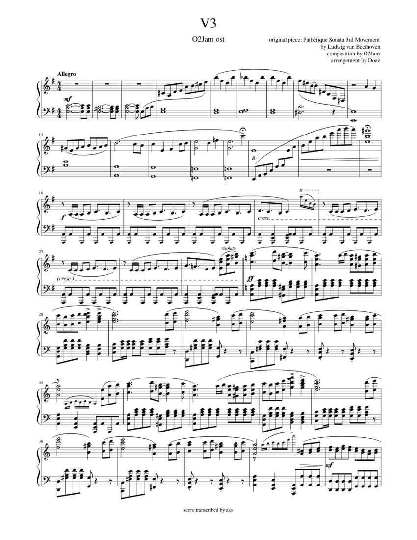 V3 – O2Jam Sheet music for Piano (Solo) | Musescore.com