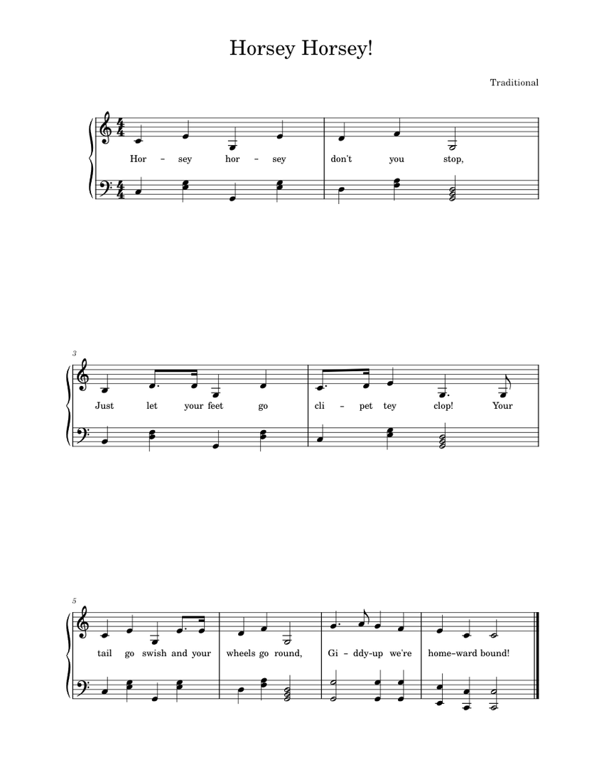 Horsey Horsey – Misc Traditional Horsey Horsey! Sheet Music for Piano ...