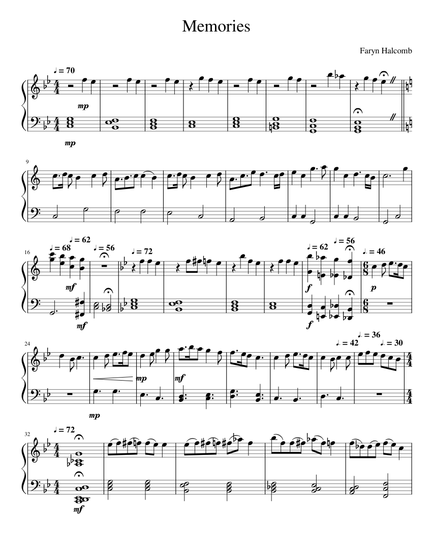 Memories Sheet music for Piano (Solo) | Musescore.com